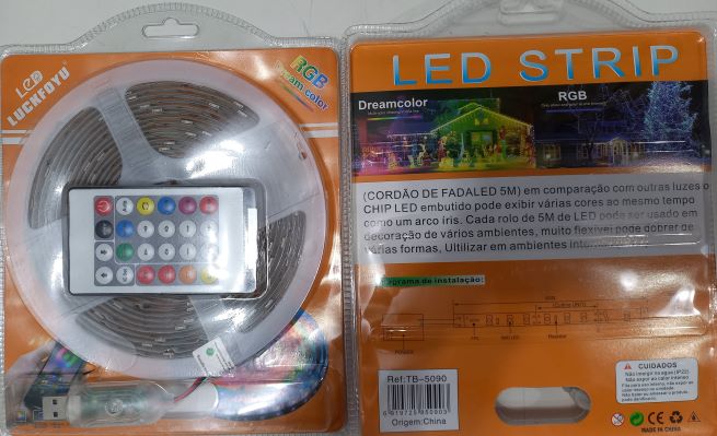 FITA LED RGB USB IP22 5M 5V COM CONTROLE POR APLICATIVO TB-5090 ...