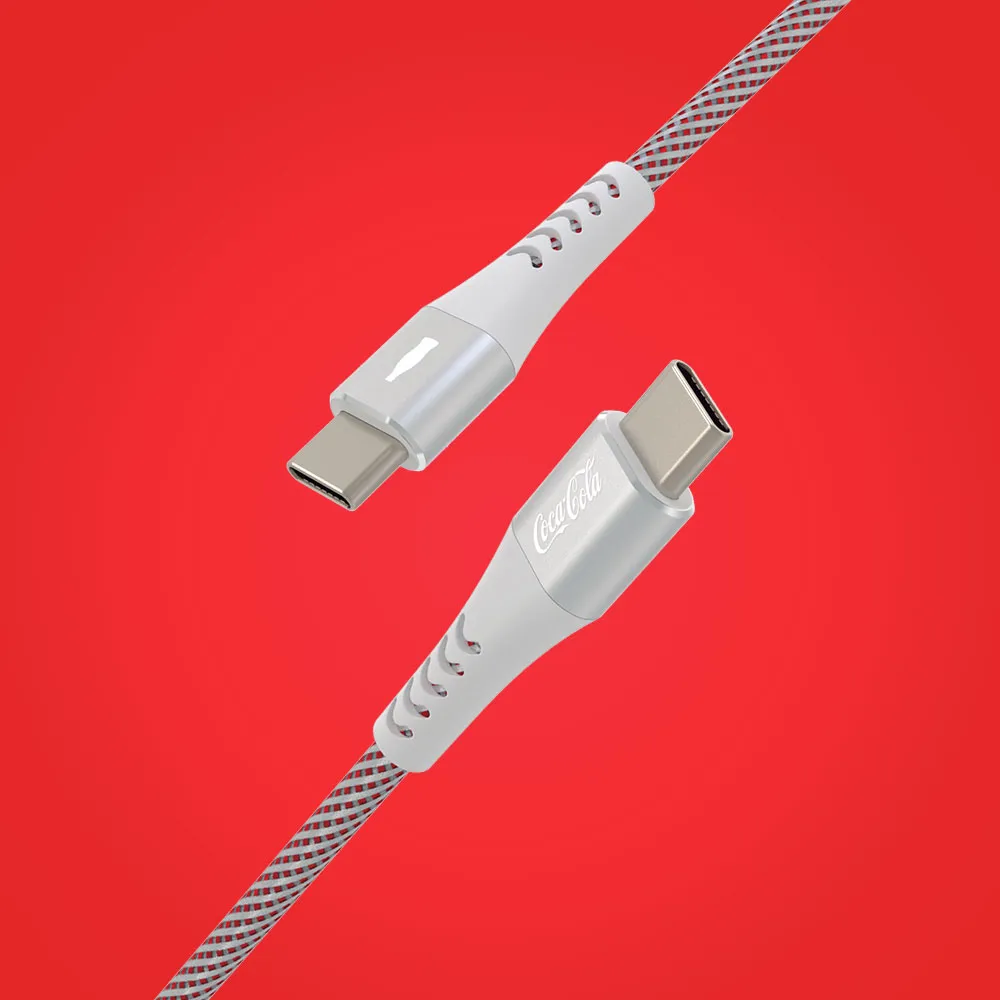 CABO USB COCA-COLA TIPO C X TIPO C BRANCO E VERMELHO IWILL 2184 ...