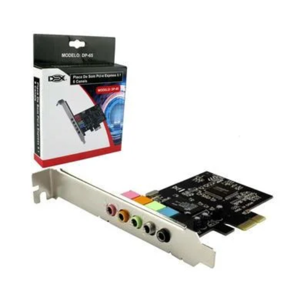 PLACA DE SOM PCI EXPRESS 5.1 CANAIS DEX DP-65 - Datacillcom Informática
