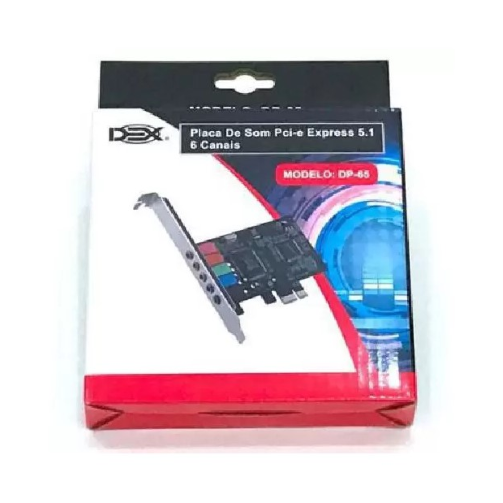 PLACA DE SOM PCI EXPRESS 5.1 CANAIS DEX DP-65 - Datacillcom Informática