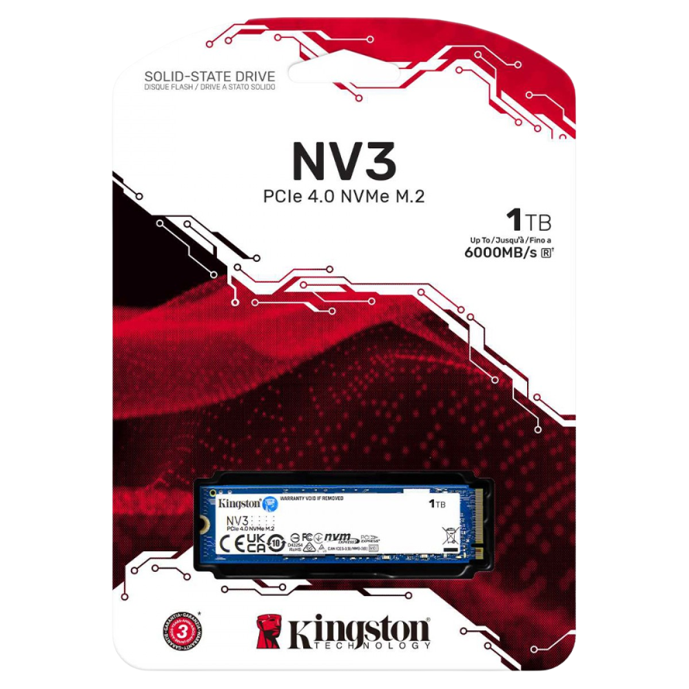 SSD M2 1 TERA KINGSTON NVME NV3 LEITURA 6000MB/S GRAVACAO 4000MB/S ...
