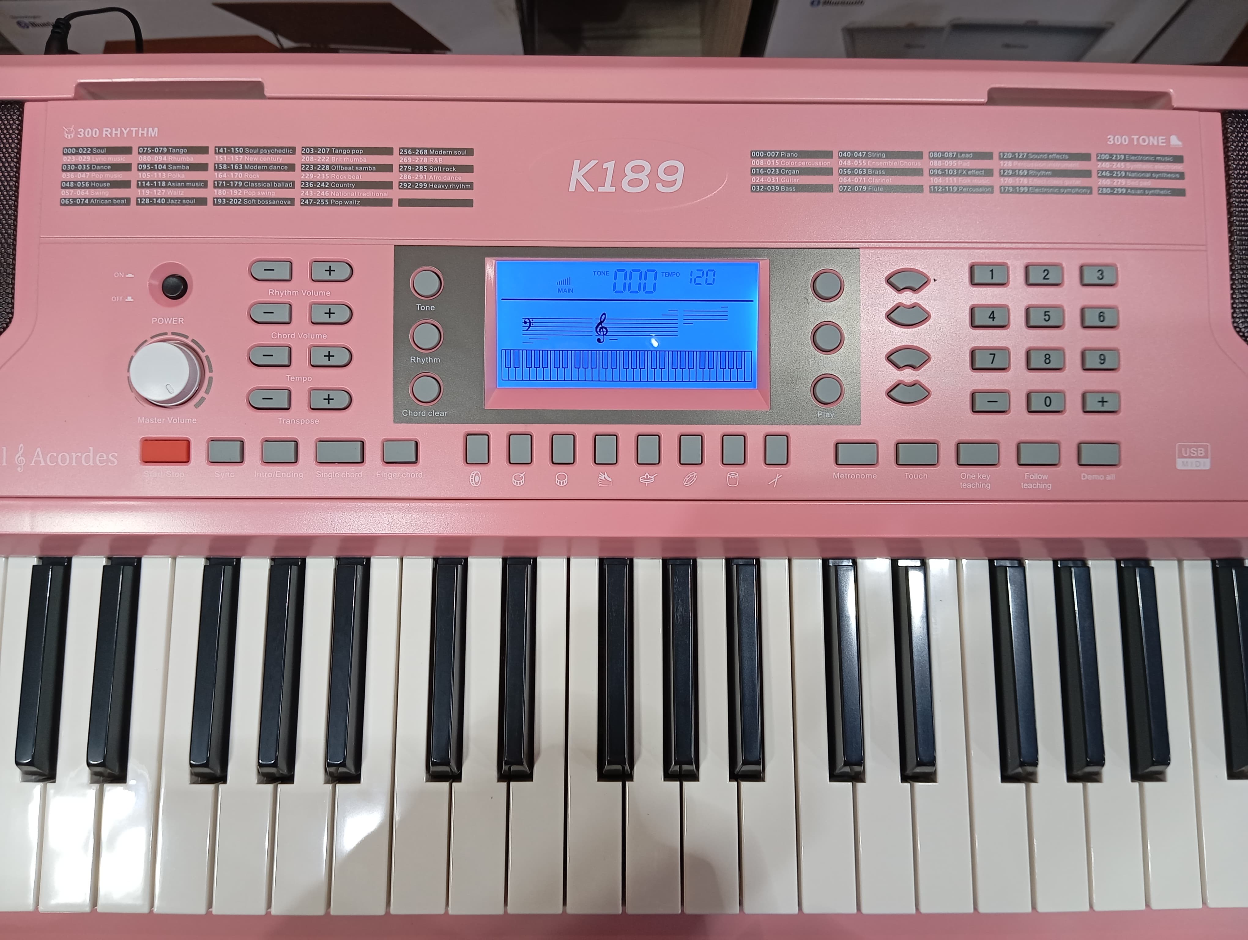 TECLADO MUSICAL TECLA SENSITIVA COR PINK K189 61 TECLAS MEDELI DIGITAL ...