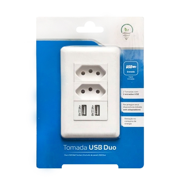 TOMADA DUPLA COM 2 ENTRADAS USB RN106 - Datacillcom Informática