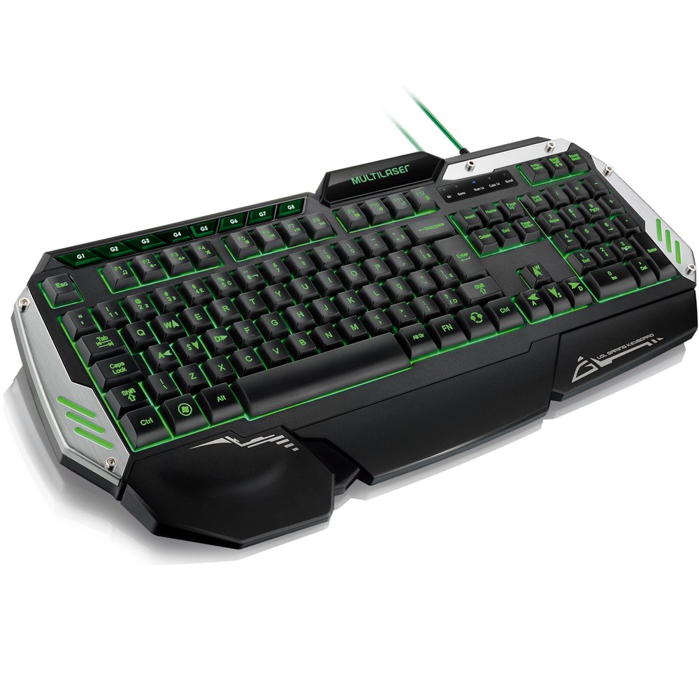 TECLADO MULTILASER GAMER WARRIOR PRETO E VERDE COM LED USB TC199 - Tryb ...